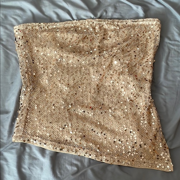 SHEIN | Tops | Shein Gold Sequin Crop Top | Poshmark